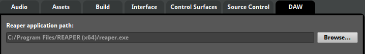 Reaper Application Path Settings in Preference Dialog
