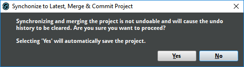 The Synchronize to Latest, Merge & Commit Project Dialog
