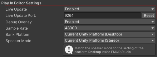 Live update settings