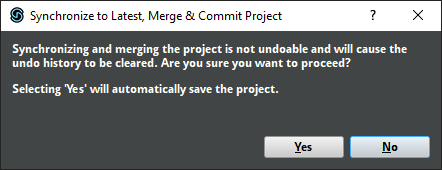 The Synchronize to Latest, Merge & Commit Project Dialog