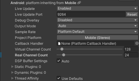 Platform specific settings