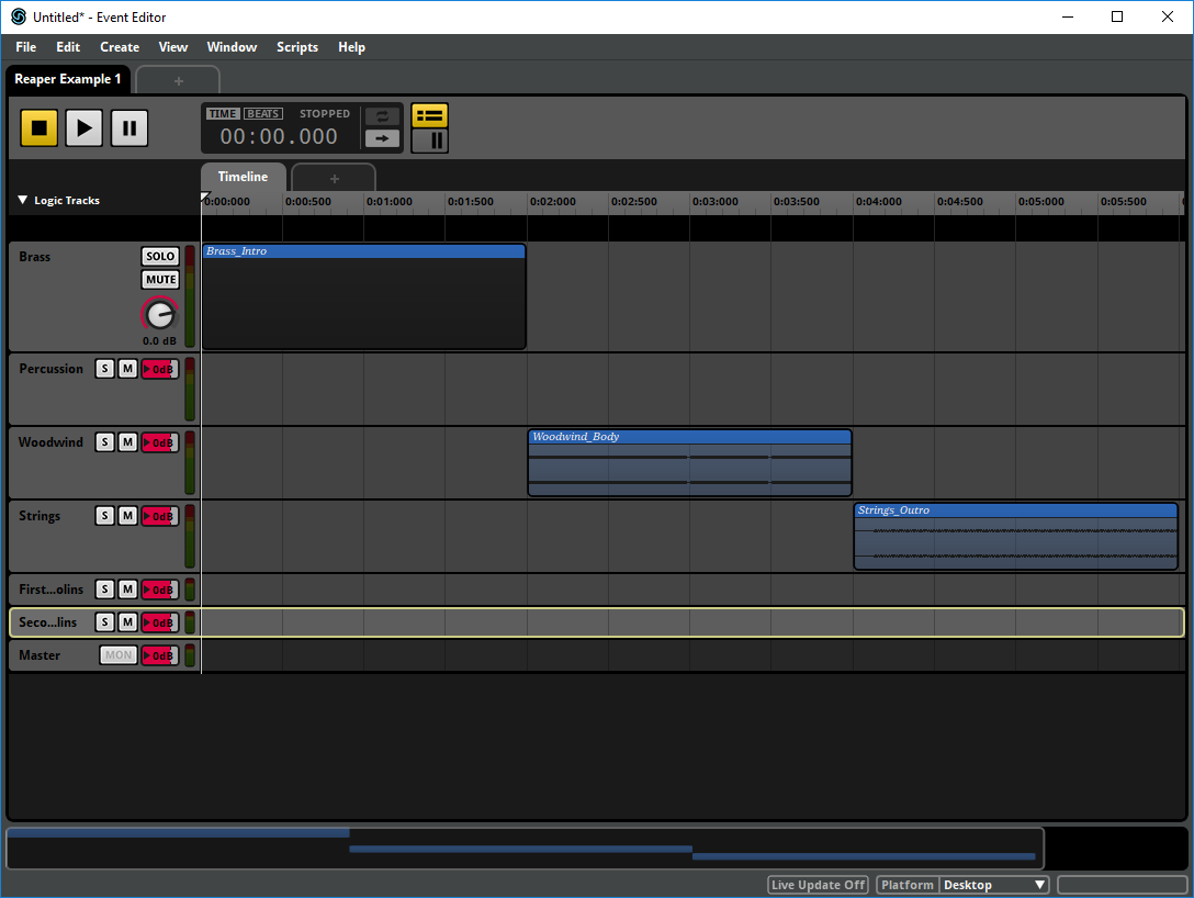 Example of Imported Reaper Project With Separate Tracks Rendering