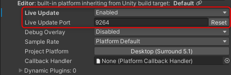 Live update settings