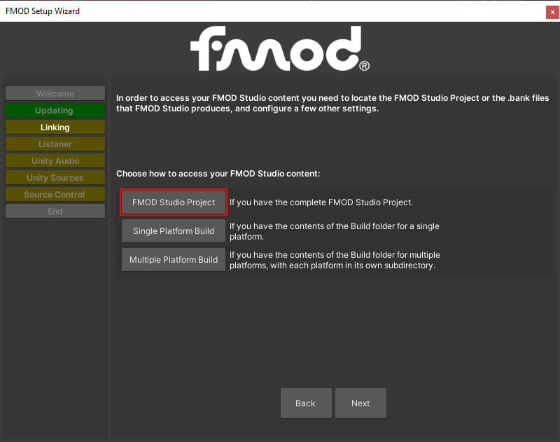 Setting up FMOD for Unity