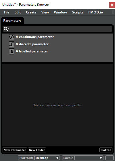 The parameters browser window