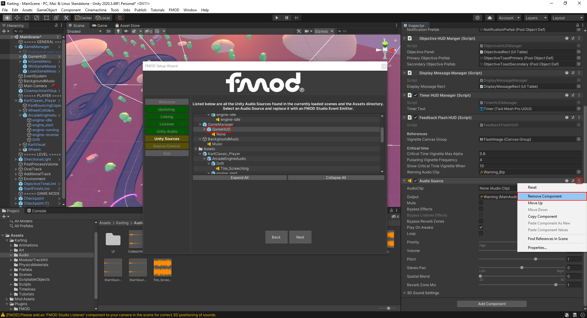 Removing the existing audio