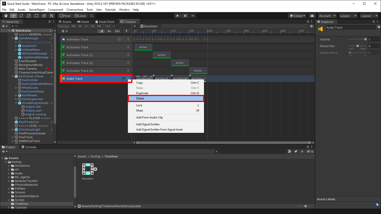 Removing the existing audio