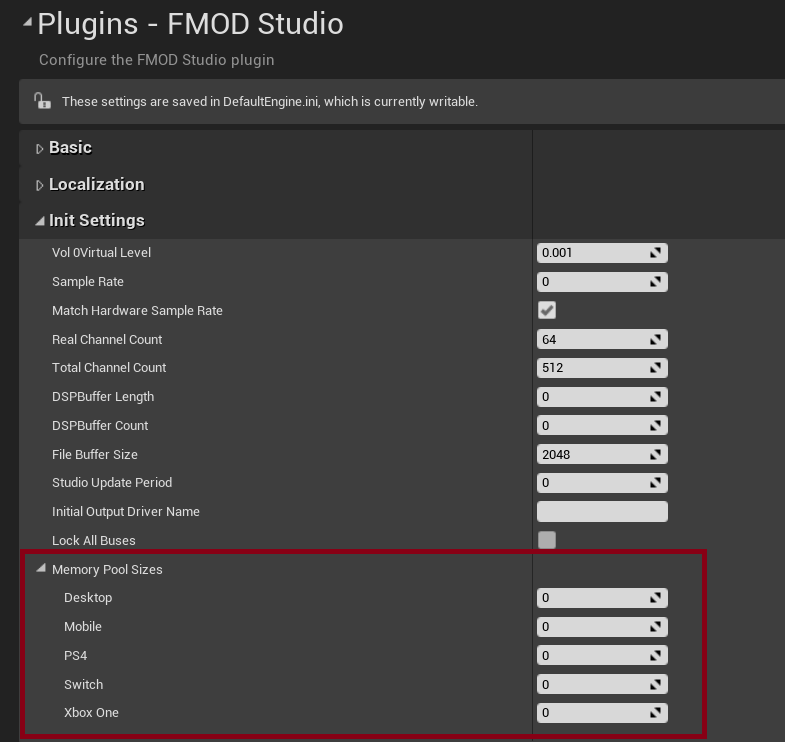 Legacy Memory Pool Settings